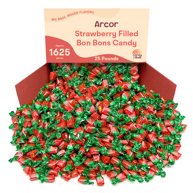 Arcor Strawberry Filled Bon Bons Hard Candy – Bulk Value Bag – Candy In ...