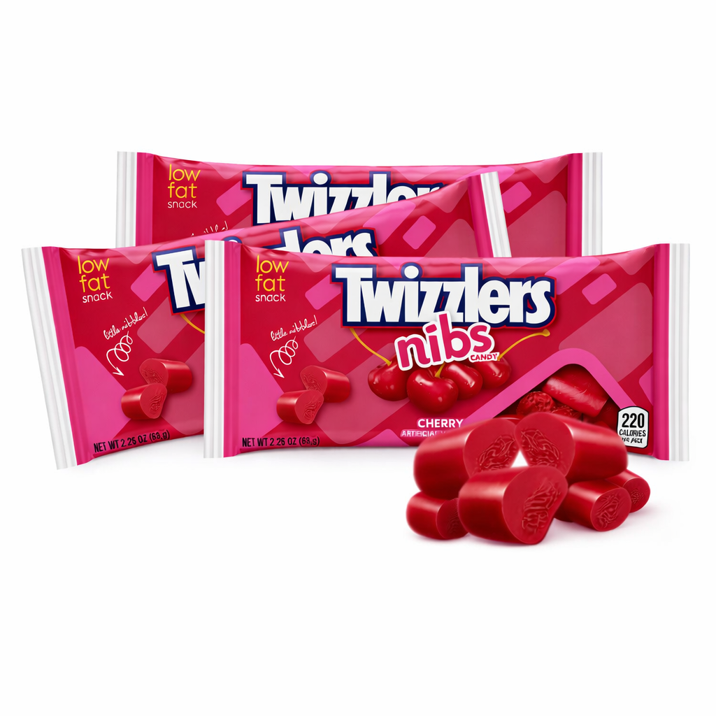 Twizzlers Nibs Cherry Licorice Style Chewy Candy – 2.25 oz Bag – Candy ...